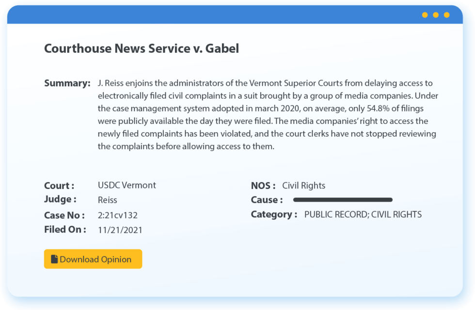 CasePortal by Courthouse News Service | Probably the best case research ...